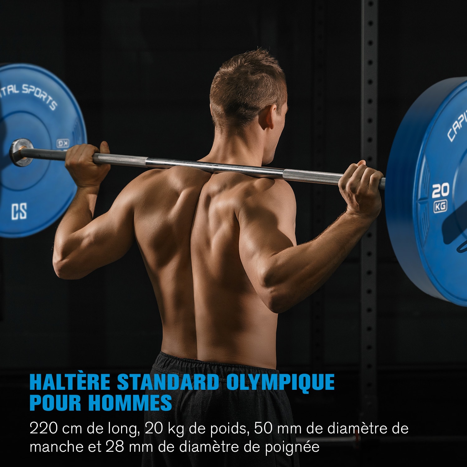 CAPITAL SPORTS Hybrid Men ECO Haltère long barre olympique 50 mm 650 kg ...