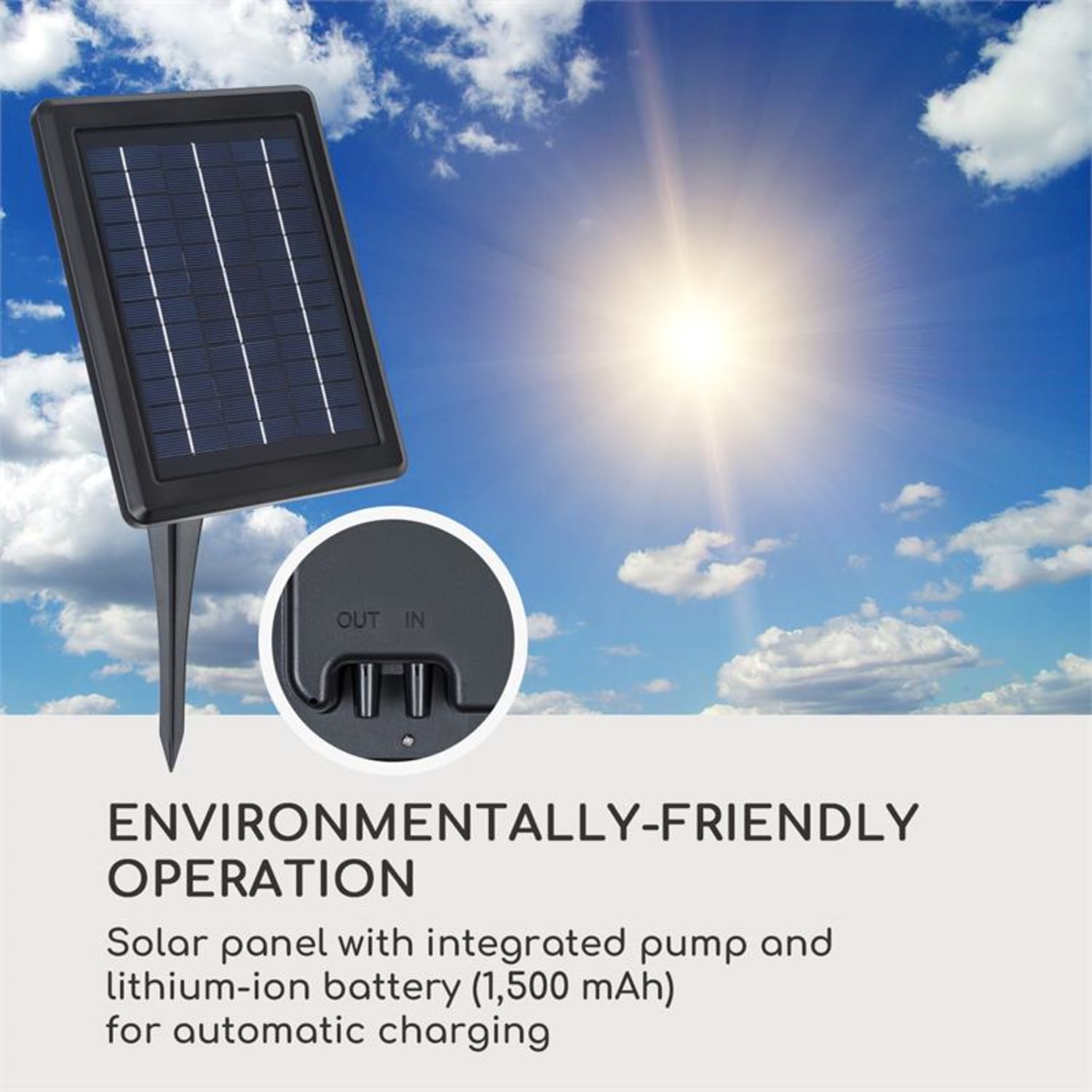 Blumfeldt Greenkeeper Solar Irrigation System Solar Panel 1.500 mAh 40 ...