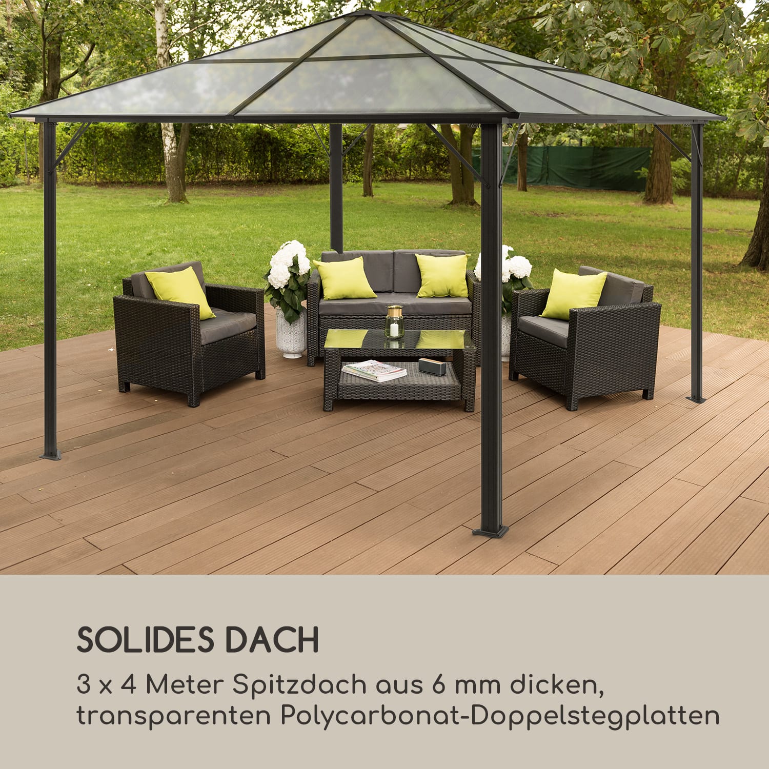Pantheon Solid Sky Ambient Solar Pavillon 3x4m Polycarbonat Aluminium 3 ...
