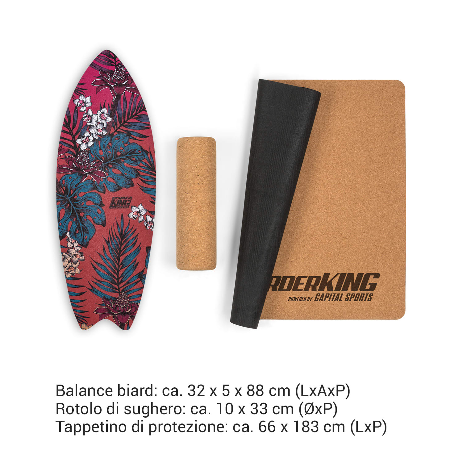 Indoorboard Wave, Balance Board + Tappetino + Rullo, Legno/Sughero ...