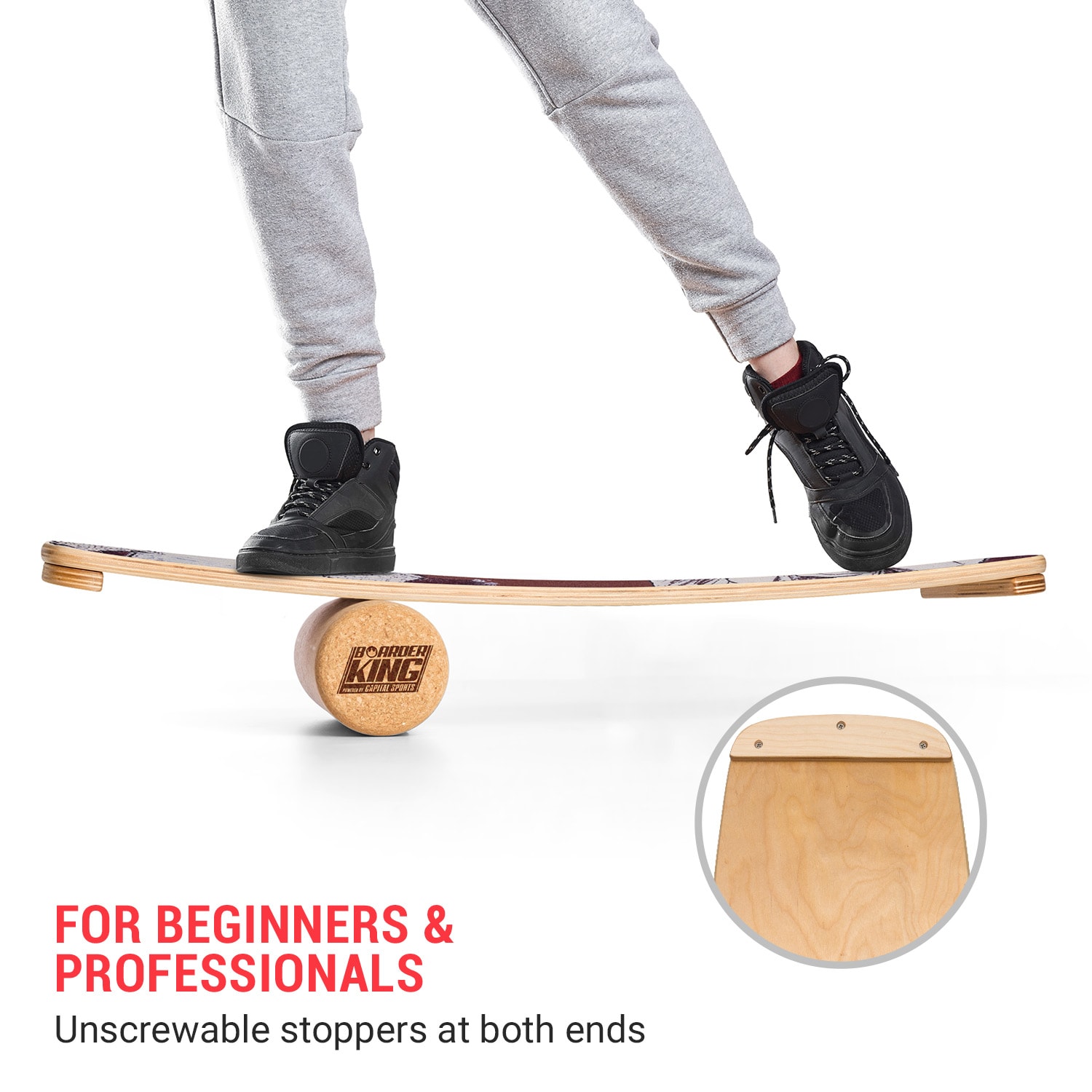 Indoor board Curved balance board + mat + roller hout / kurk Floral