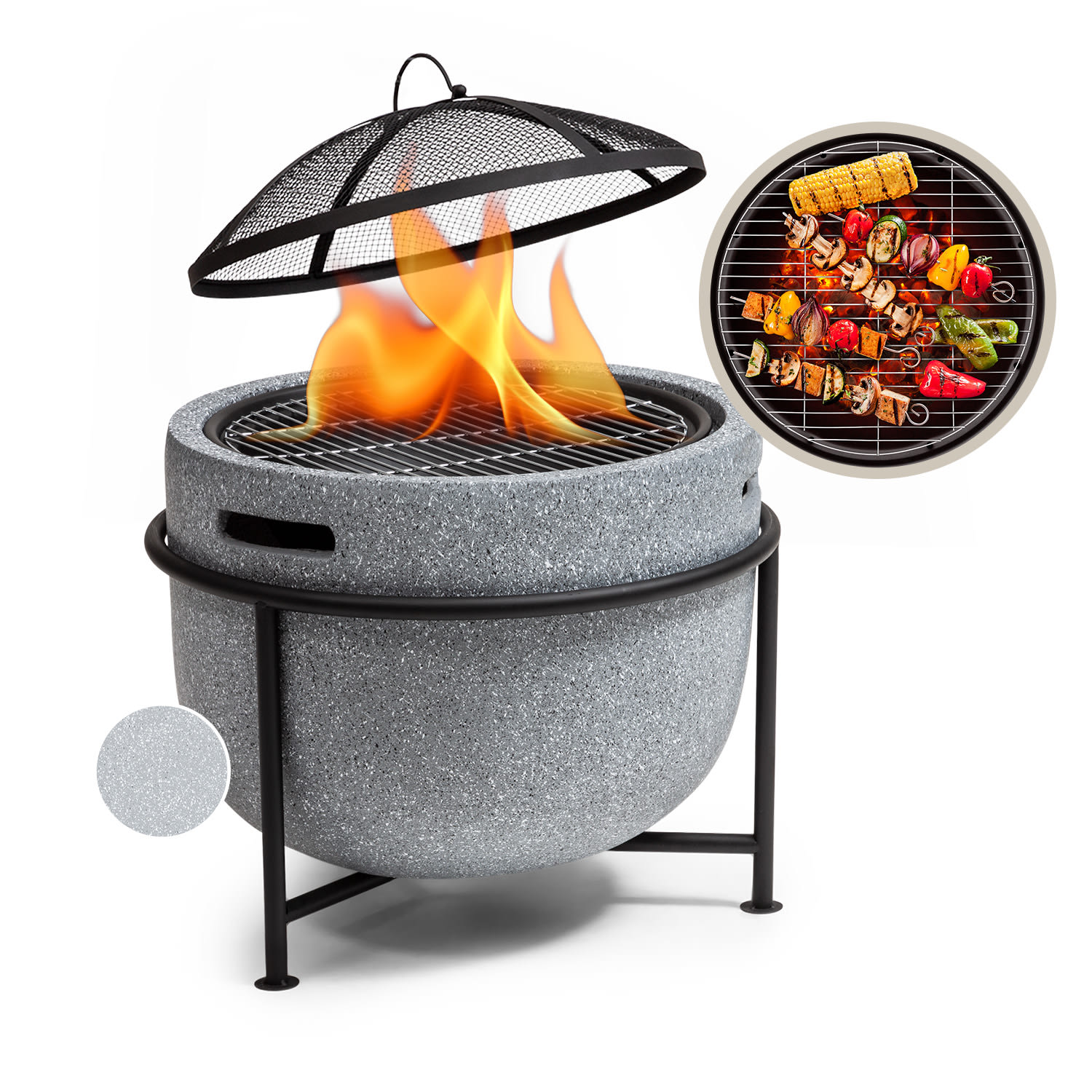 blumfeldt Grail fire bowl with grill | Material: MGO (magnesium fibre ...