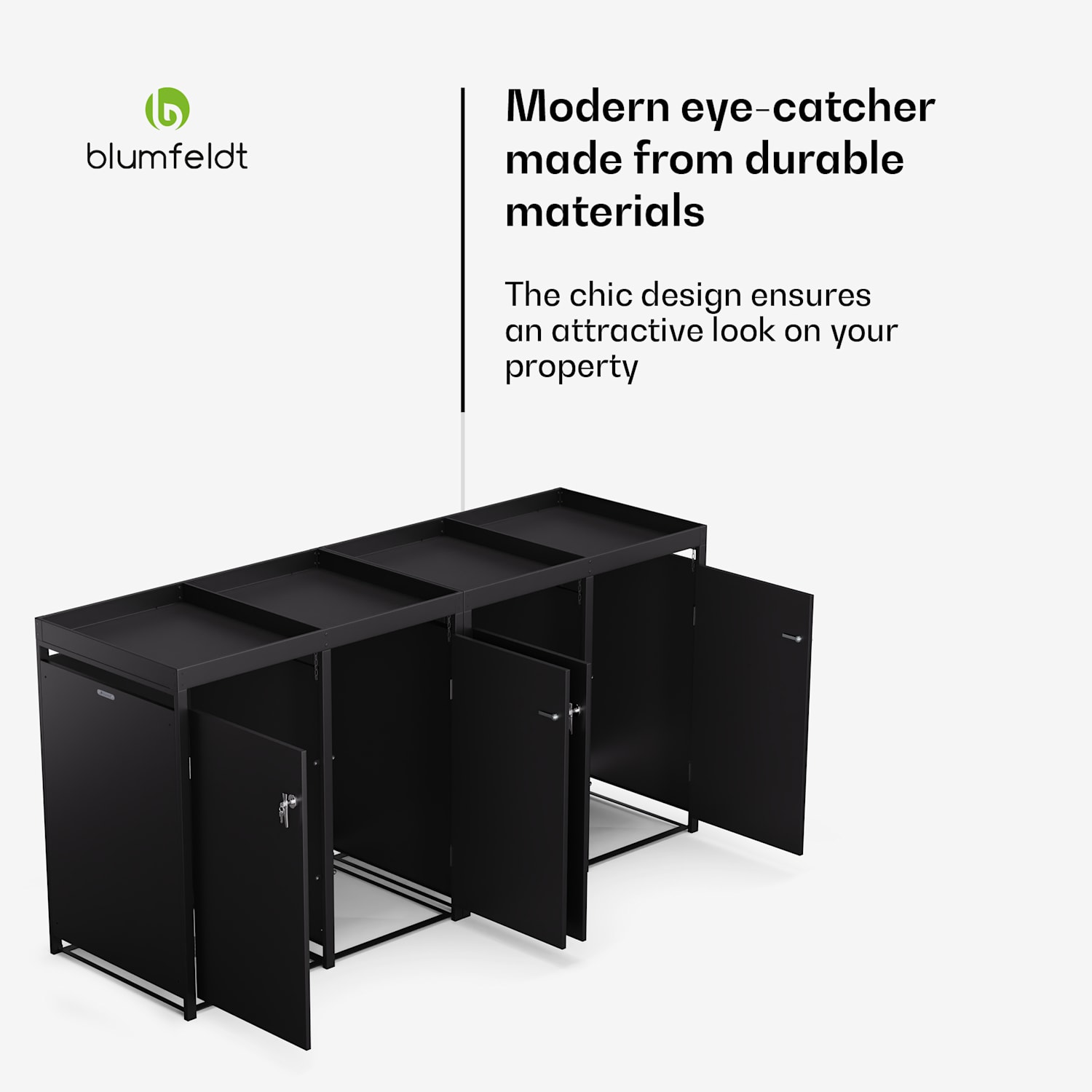 Blumfeldt BinSafe bin box 4 bins up to 240 L weatherproof lockable ...