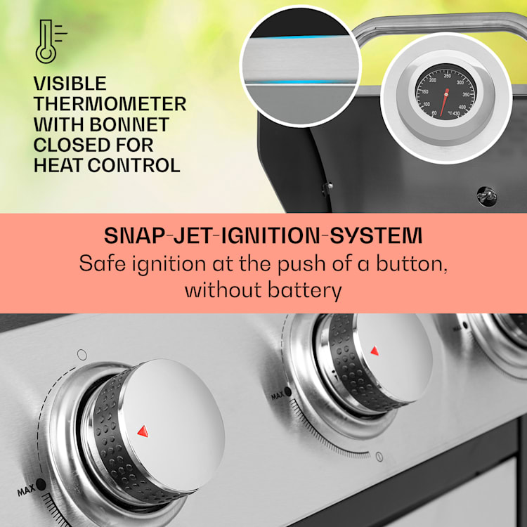 Tomahawk-kaasugrilli 3 x 3,6 kW poltin 60 x 43,5 cm grilli ruostumaton ...