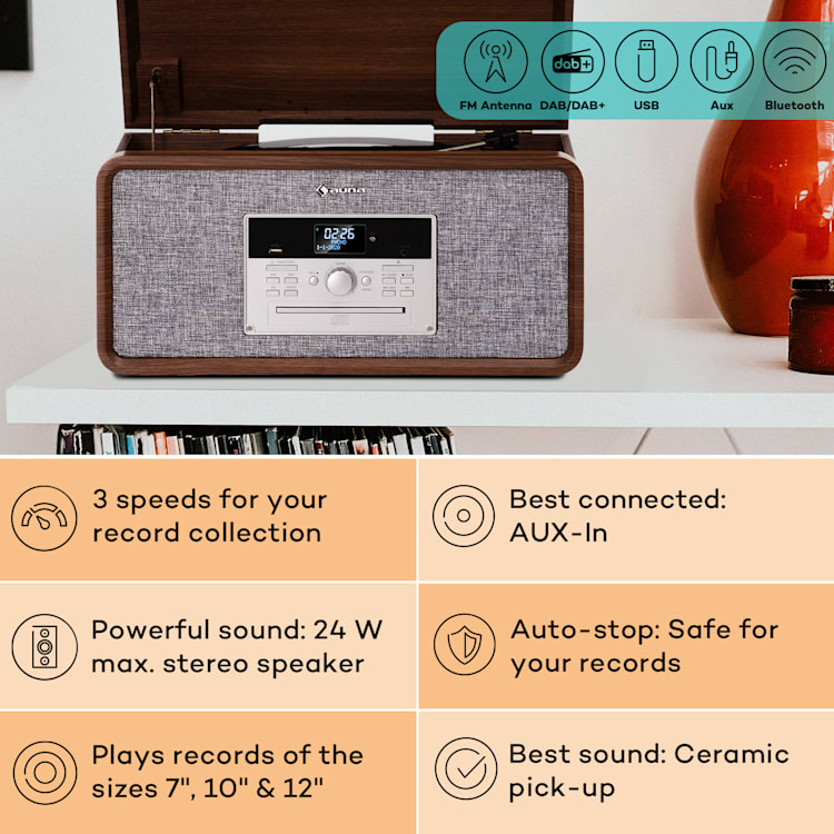 Mary Ann record player | 33 ⅓, 45 and 78 rpm | 24 W max. | CD player ...