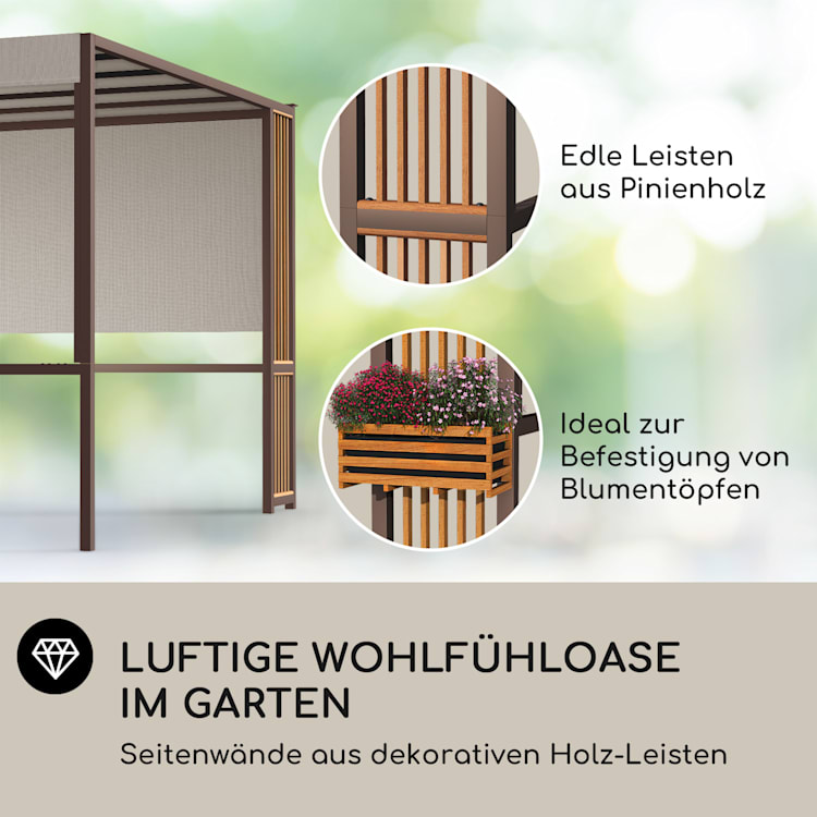 Valence Gazebo 3x3 m UV50+ wasserabweisend LED-Solar-Beleuchtung Solar ...