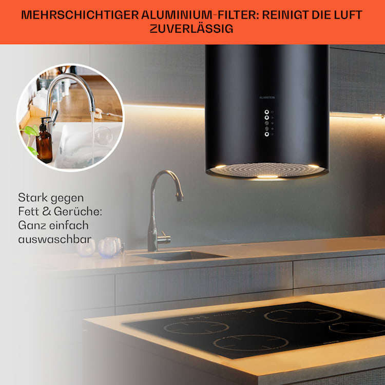 Bolea Dunstabzugshaube | Inselabzugshaube | Inselhaube | 38 cm (Ø) / 88 ...