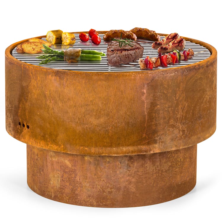Pompeji Rust Fire Bowl & Grill | fire barrel | chrome-plated cooking ...