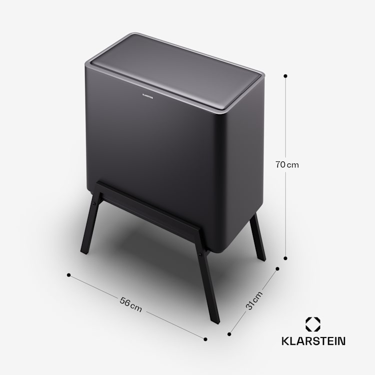 Klarstein Yuma | waste bin | 40 L | black 40 Ltr | Black