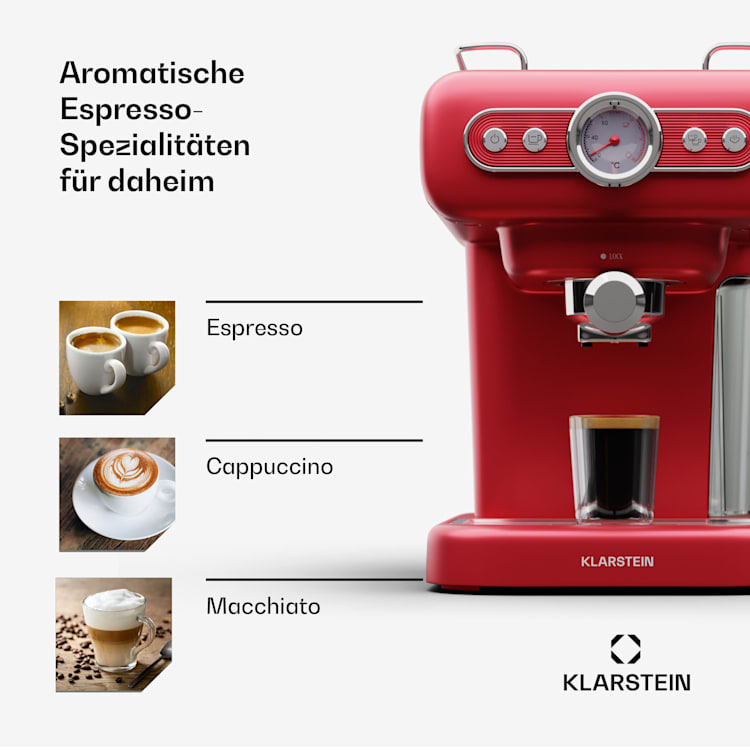 Klarstein Espressionata Evo | Espressomaschine | 19 bar Rot