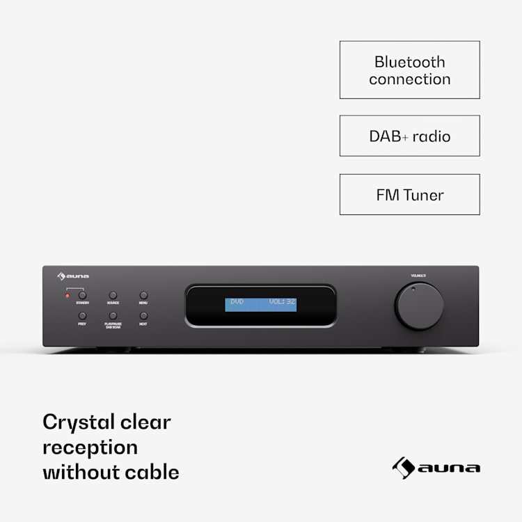 auna Art22 amplifier DAB+ BT HiFi amplifier DAB+/FM radio 2 x 60W ...
