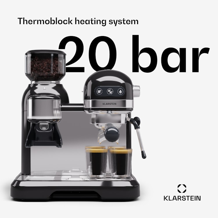 Klarstein Bella Café espresso machine | grinder | 20 bar Black