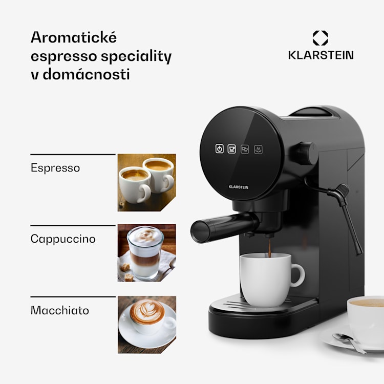 Klarstein Furore Espressomaschine | Edelstahl | kompakt | 20 bar | Silber Černá