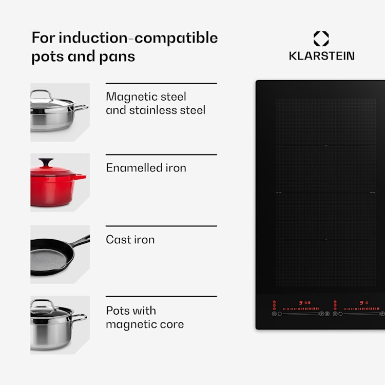 Klarstein Masterzone 60 Flex induction hob 4 flex zones Smart Flex ...