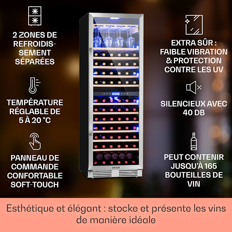 Vinovilla Grande 165 Built-in Duo Deux zones Réfrigérateur à vin ...