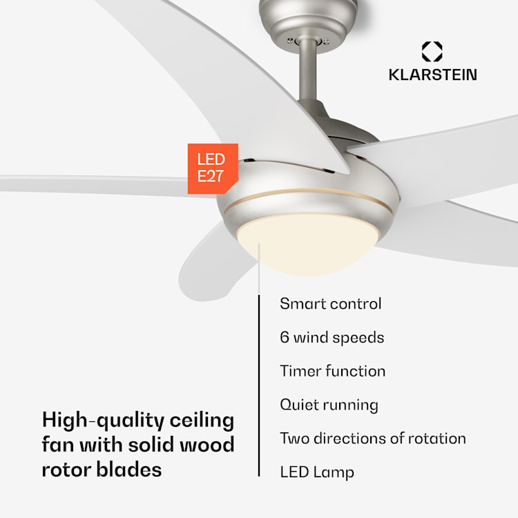 Klarstein Bolero 2-in-1 ceiling fan 132cm light 55W remote control