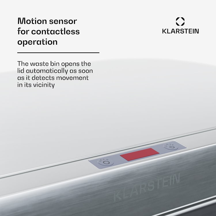 Klarstein Touchless Sensor-Mülleimer 56L Edelstahl Soft-Close LED