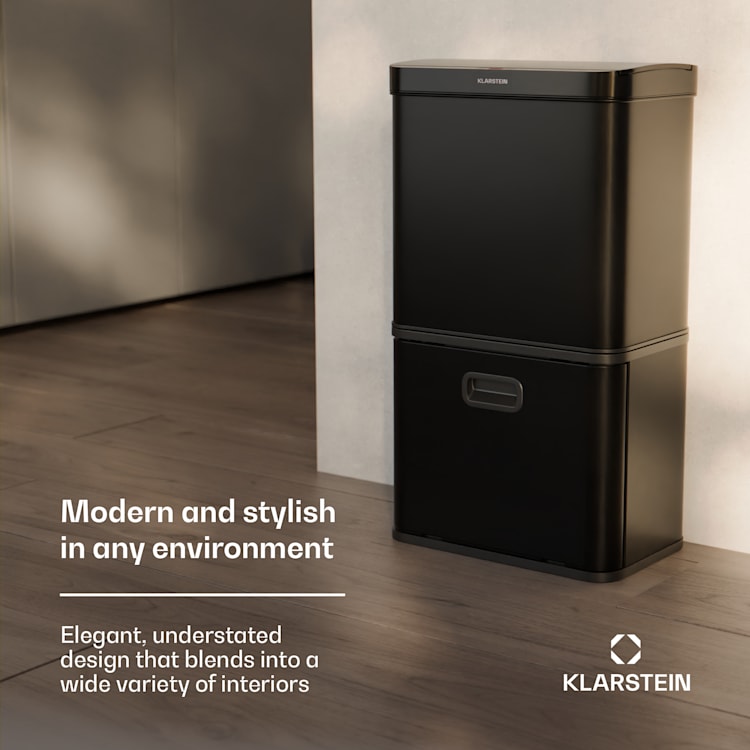 Klarstein touchless sensor bin 56L stainless steel soft-close LED