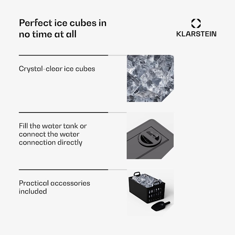 Klarstein FrostMaster Ice Maker 40 kg of ice cubes/day including ice scoop
