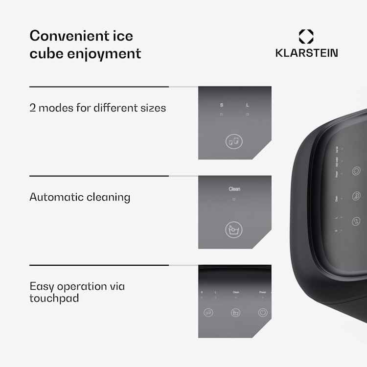 Klarstein SparkIce ice cube maker 2 modes automatic cleaning 15kg/24h Black