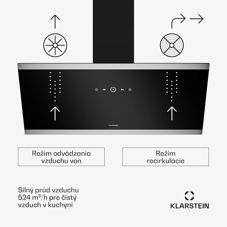 Klarstein FlashLine digestor | A++ | 524 m³/h | Touch | čierny 90 cm ...