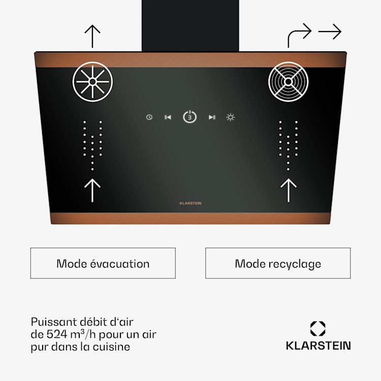 Klarstein FlashLine 60 Hotte aspirante | A++ | noire et cuivre 60 cm ...