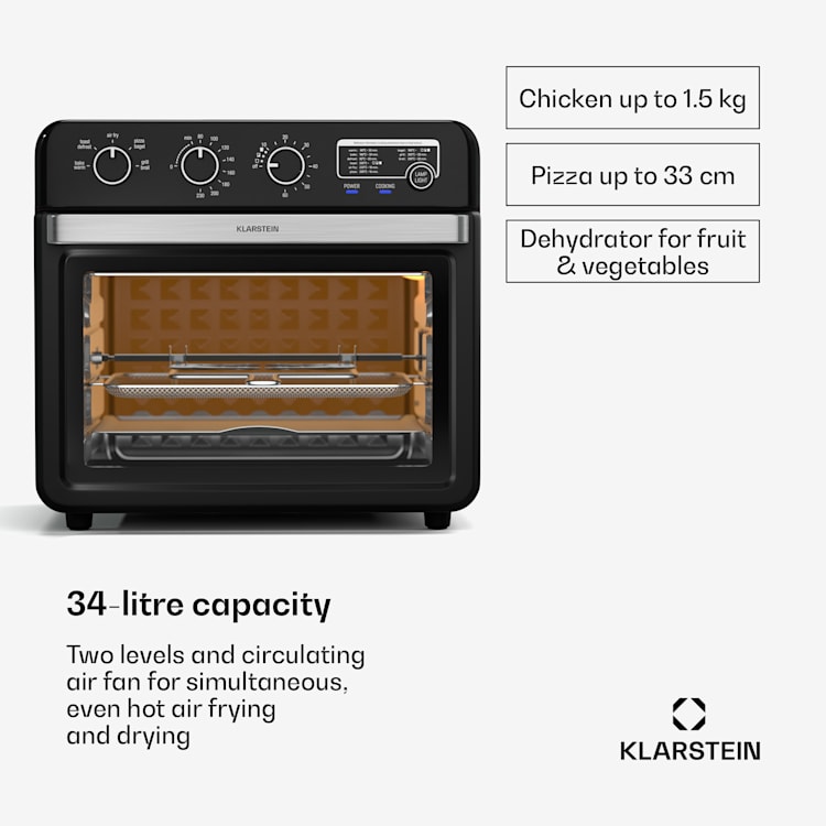 Klarstein Air Glaze hot air fryer | 2000 W | 34 litres | black ...