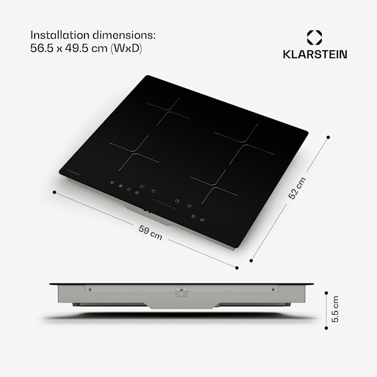 Klarstein PowerGlide induction hob 60cm with 4 induction zones Black