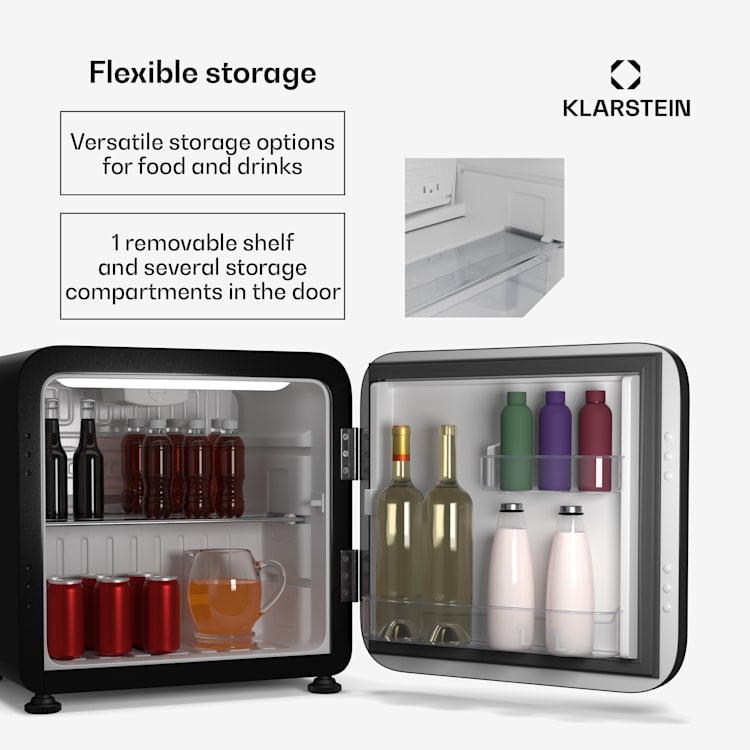 Klarstein Audrey Evo mini fridge | 43L | retro | black 43 Ltr | Black