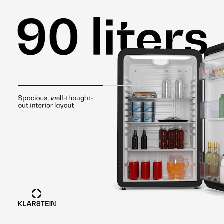 Klarstein Audrey Evo mini fridge | 90L | retro | black 90 Ltr | Black