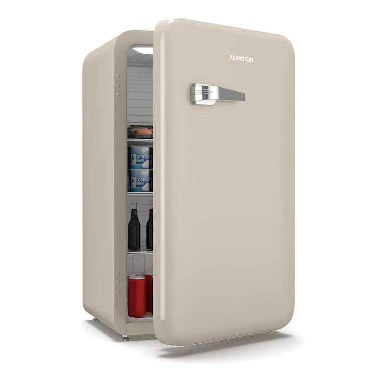 Klarstein Audrey Evo - Mini frigo | 90L | Rétro | Crema 90 Ltr | Crema