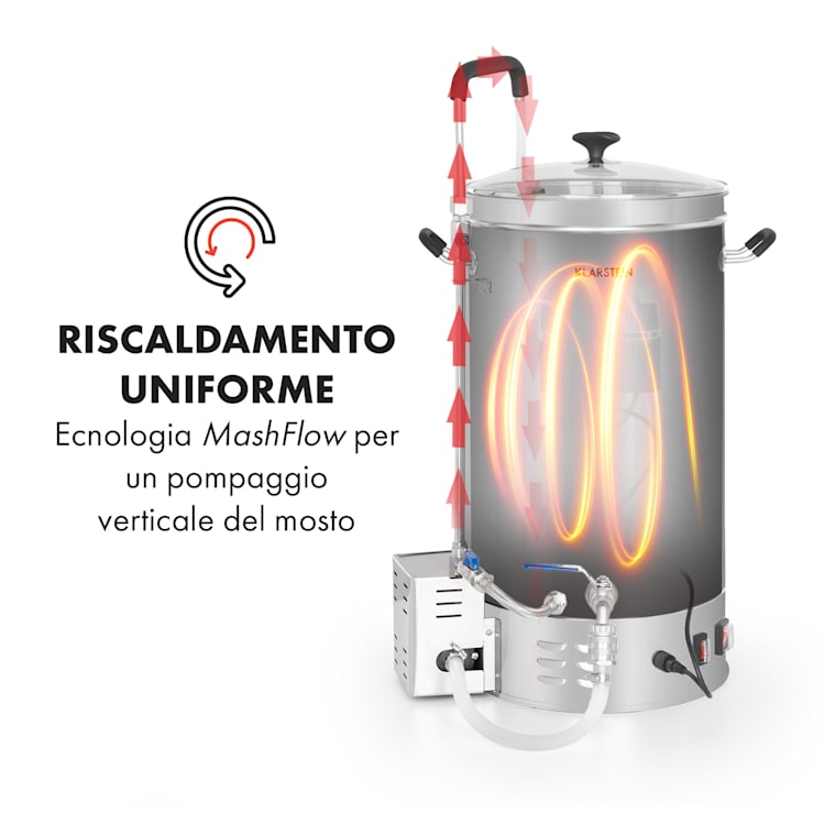Klarstein Brauheld Pro paiolo di ammostamento 2500W 30L 30-100°C pompa ...