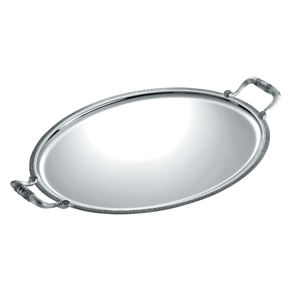 Silver Plated Oval Tray with Handles - 53 x 42 cm Malmaison - Christofle