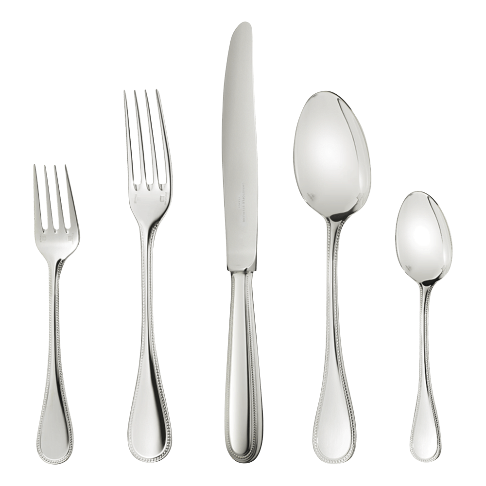 Sterling Silver 5-Piece Place Setting Perles - Christofle