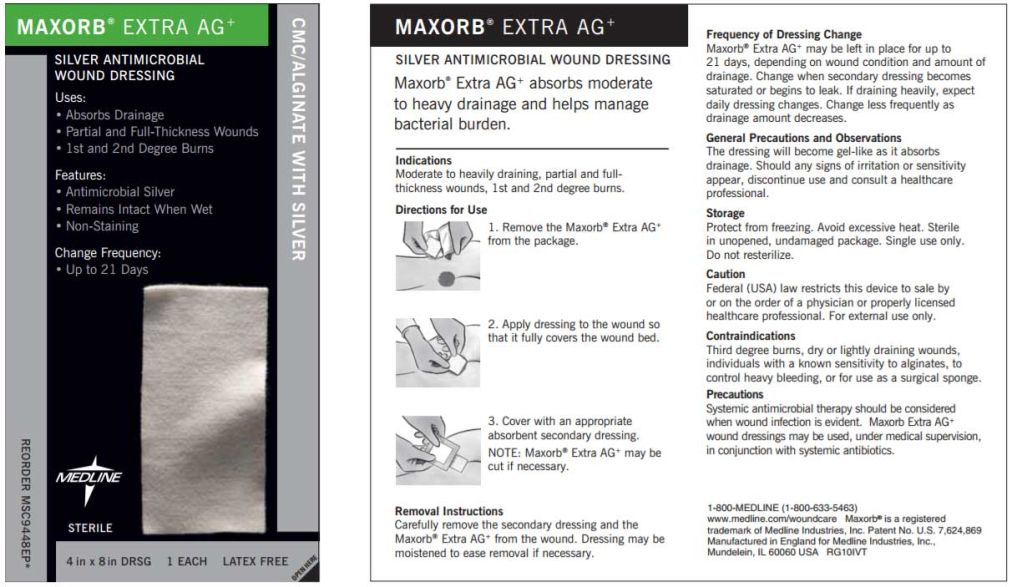 Medline MSC9445EP - Maxorb Extra Ag+ CMC / Alginate Dressings, 4 x 4.75 ...