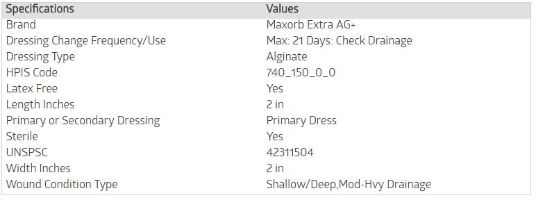 Medline MSC9422EP - DRESSING, MAXORB EXTRA AG, SLVR ALG, 2"X2", EACH ...