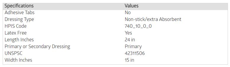 Medline NONEX1524 - DRESSING, WOUND, SORBEX, 15"X24", FULL, ST, LF, 30 ...