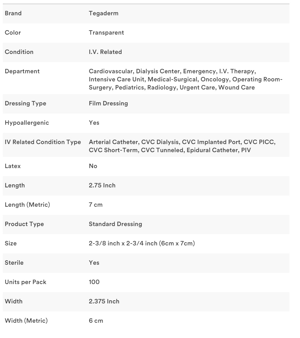 3M 1614 - DRESSING, TEGADERM, TRNS, BORD, 2.75X2.375", 400 EA/CS, 4 BX ...