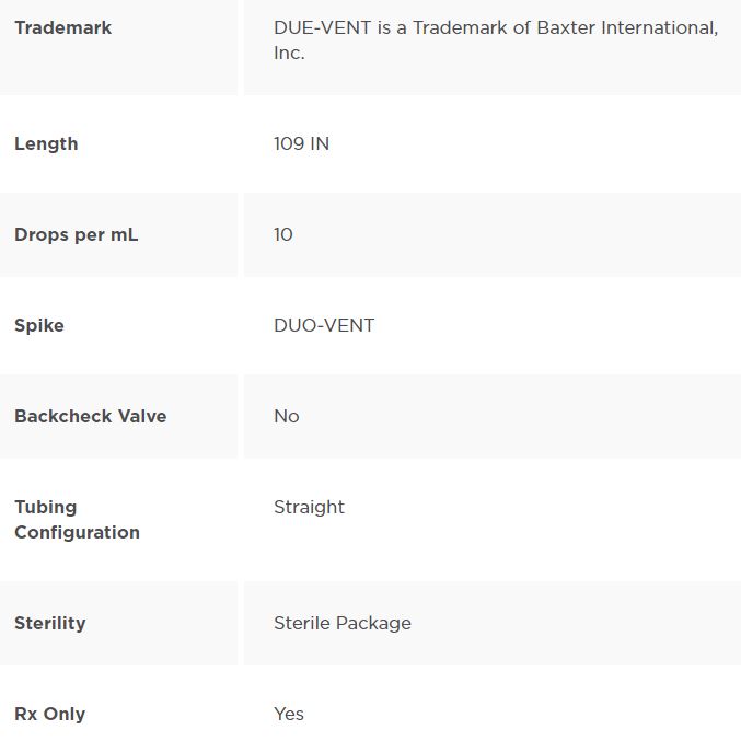 Baxter 1C8507 - Solution Set Basic Vented 109"Long 48/Ca - CIA Medical