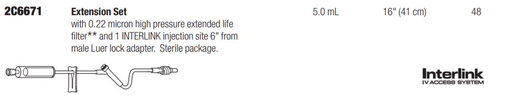 Baxter 2C6671 - SET, INTERLINK EXT, 2/.22 MICRON INJ, 48 EA/CS - CIA ...