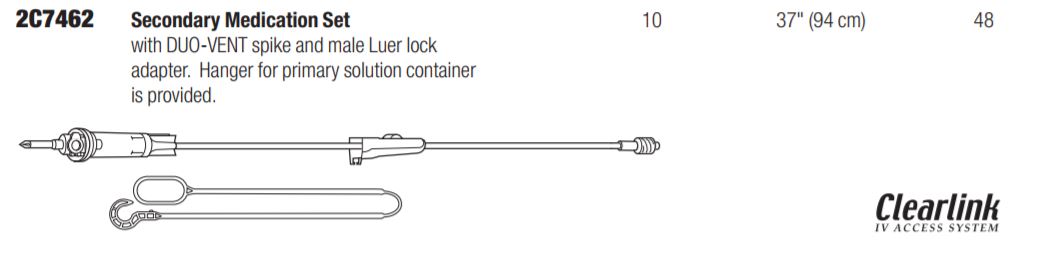 Baxter 2C7462 - SECONDARY MED SET, LUERLOCK, EACH - CIA Medical
