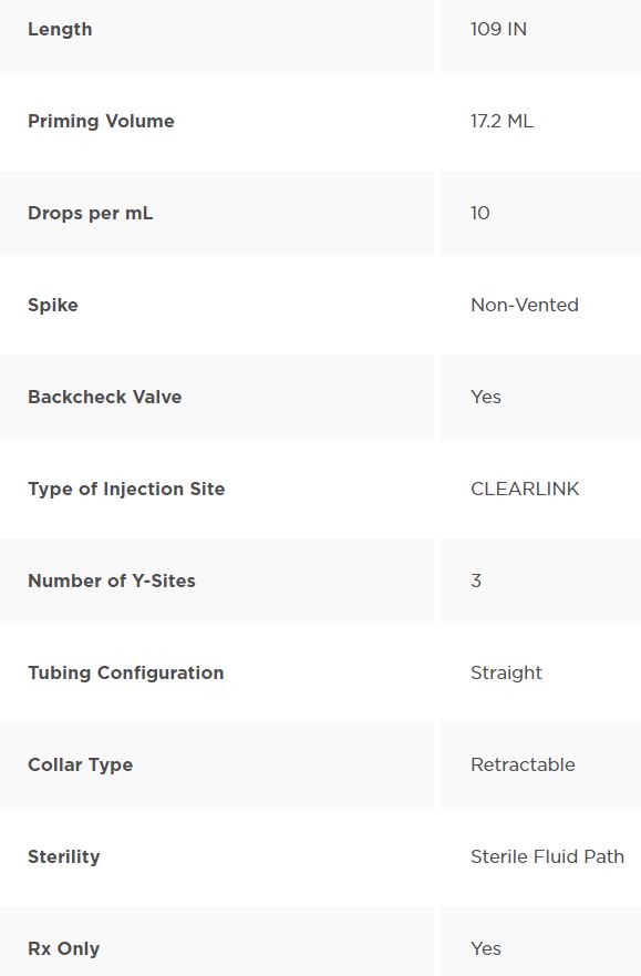 Baxter 2C8537 - IV Solution Set Continu-Flo 10 Drops/mL 109" Male LL ...
