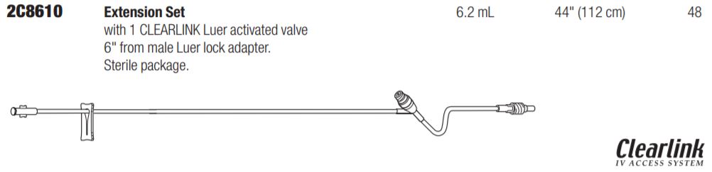 Baxter 2C8610 - SET, EXTENSION SET CLEARLINK SYSTEM LUER, 48 EA/CS ...