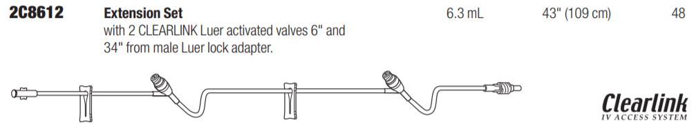 Baxter 2C8612 - Ext Set Male LL 43" 2-Valve 6.3mL Volume 48/Ca - CIA ...