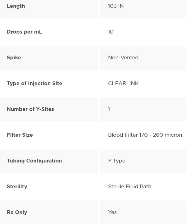 Baxter 2C8720 - CLEARLINK SYSTEM Y-TYPE BLOOD, EACH - CIA Medical