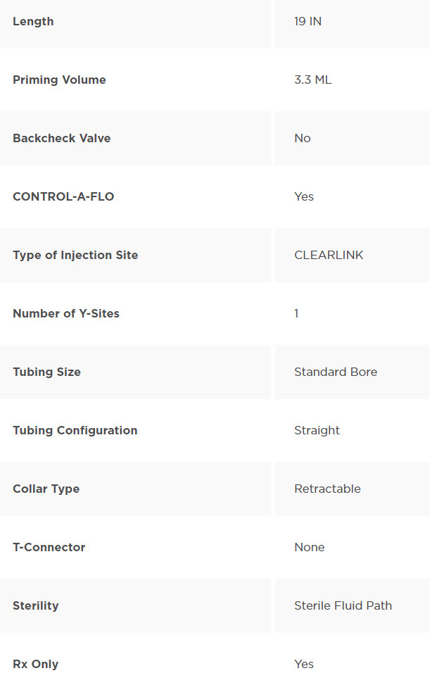 Baxter 2C8891 - IV Ext Set Clearlink 19" 48/Ca - CIA Medical