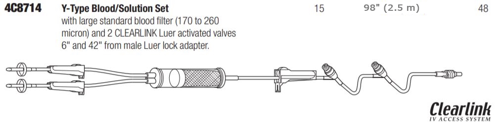Baxter 4C8723 - Blood Set Y-Type w/Filter 99" 15d/mL 48/Ca - CIA Medical