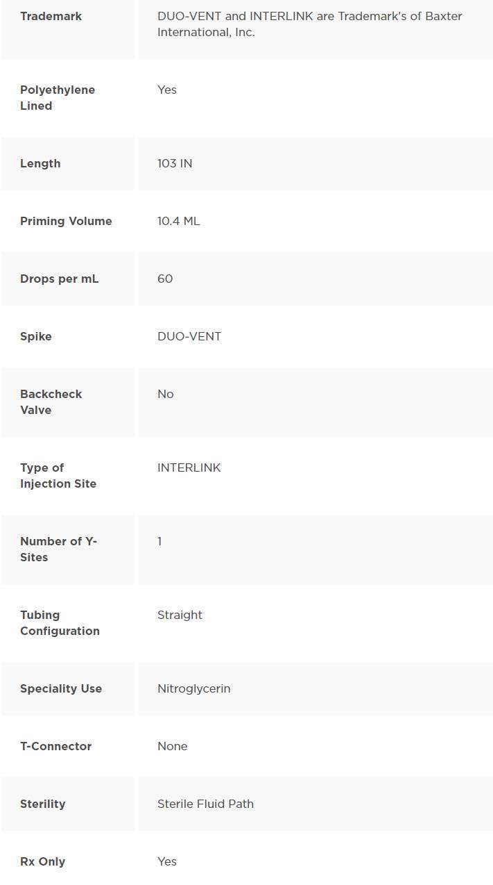 Baxter 2C7551 - Pump Nitroglycerin Iv Y/s VENTED 48/CA - CIA Medical