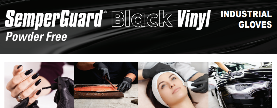 Sempermed VBLK102 - SemperGuard Black Vinyl - Powder-Free, Latex Free Industrial Gloves, Small ...