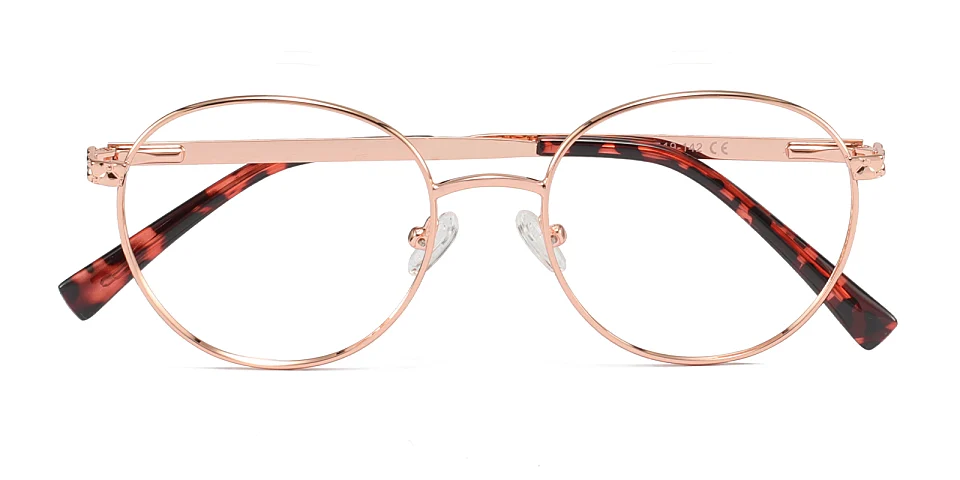 Suzy Rose Gold Round Eyeglasses | CliCliMe.com